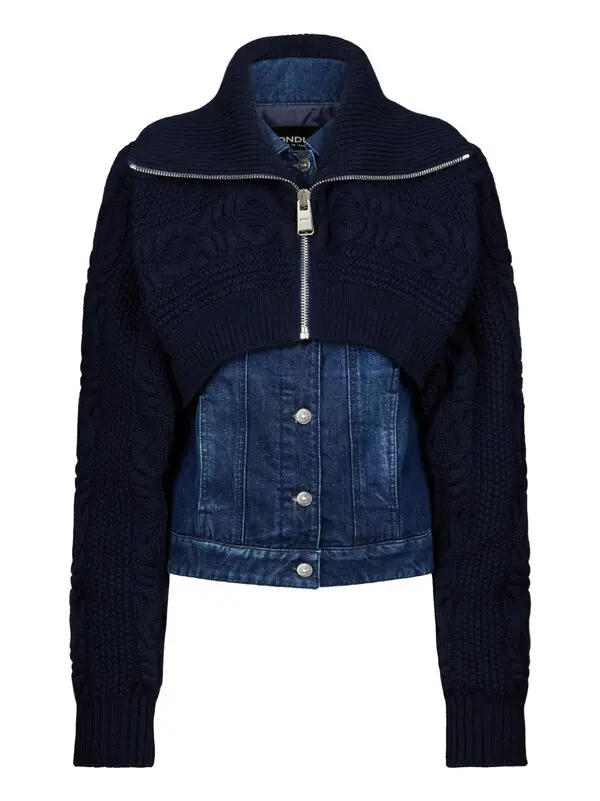 DONDUP Knitted Denim Jacket With Detachable Crop Top - Black