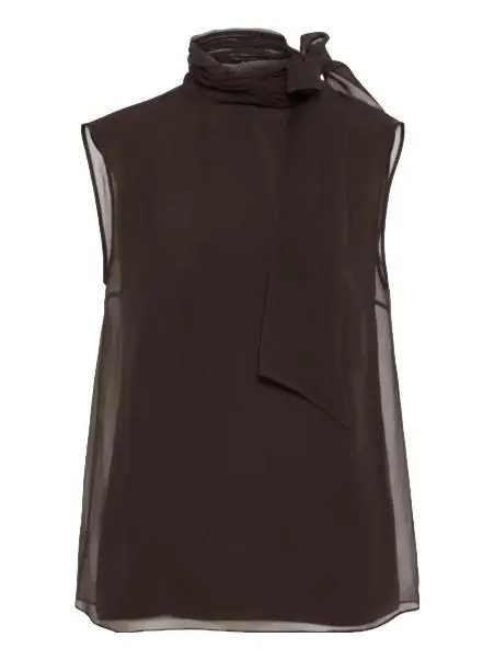 Brunello Cucinelli Sleeveless Bow Detail Blouse - Black