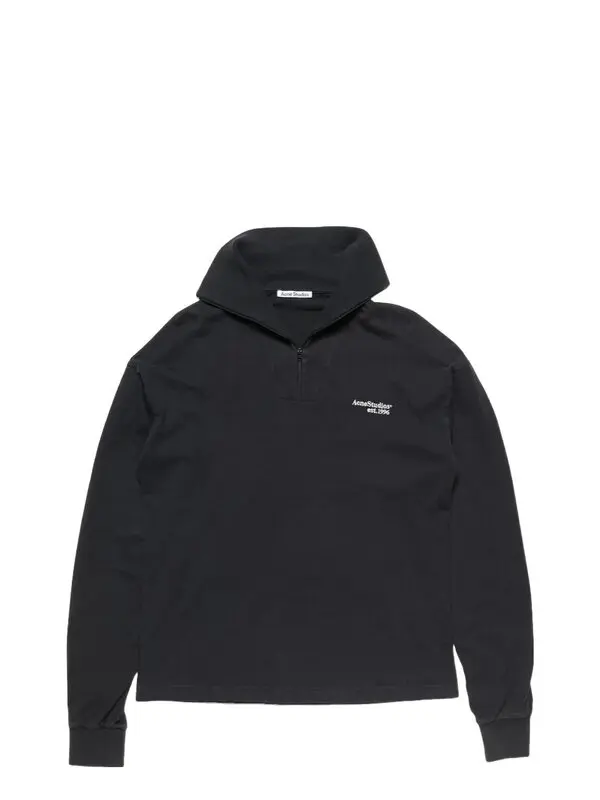 Acne Studios Half Zip Logo Sweatshirt - Black