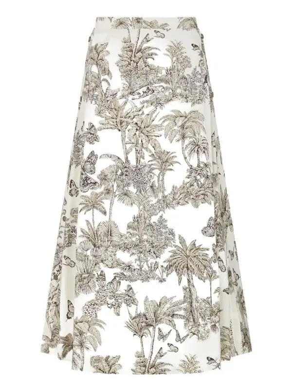 Dior Mid-length Flared Skirt With Graphic Pattern - White