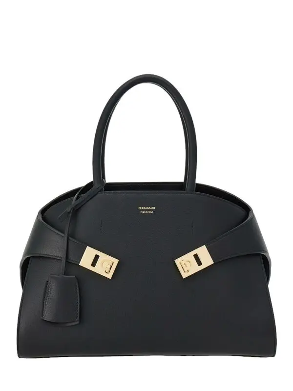 FERRAGAMO Gancini Logo Tote Bag - Black