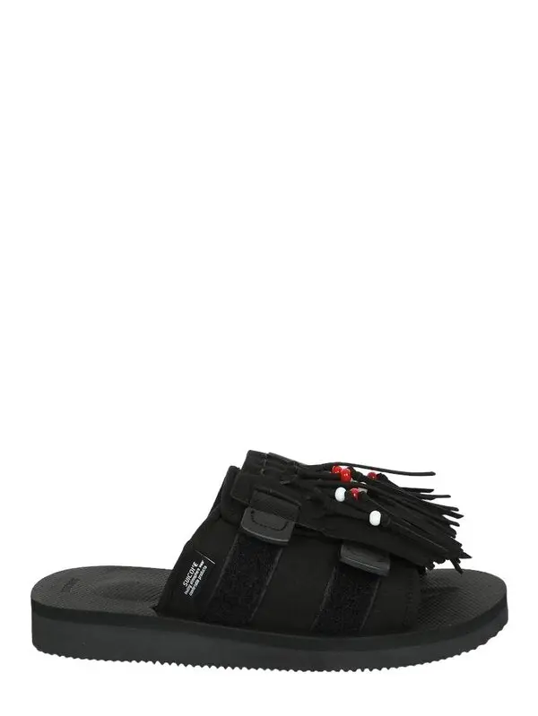 Suicoke Logo Tassel Detail Flip Flops - Black