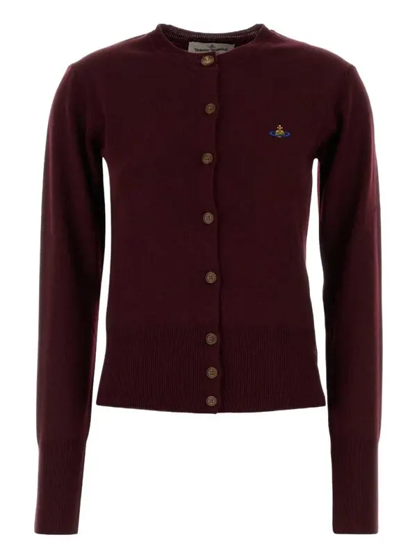 VIVIENNE WESTWOOD Orb-embellished Virgin Wool Cardigan - Brick