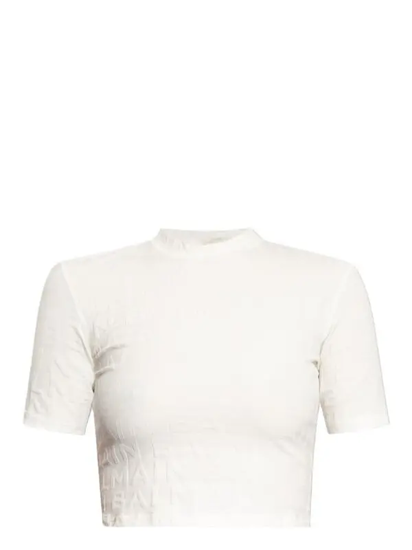 Balmain Embossed Monogram Cropped T-shirt - White
