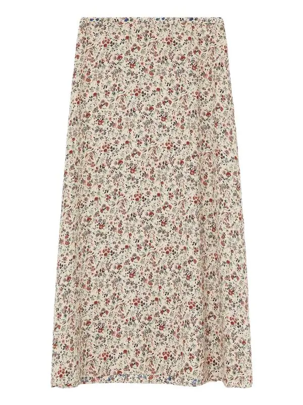 Loro Piana Floral Print Midi Skirt - Nude