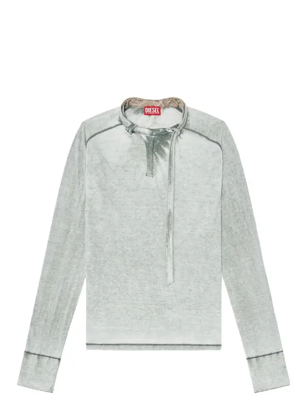 DIESEL® Ribbed Cut-out Knitted Sweater - Grey