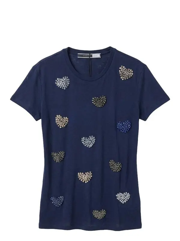 Sportmax Short Sleeve T-shirt With Embellished Hearts - Blue