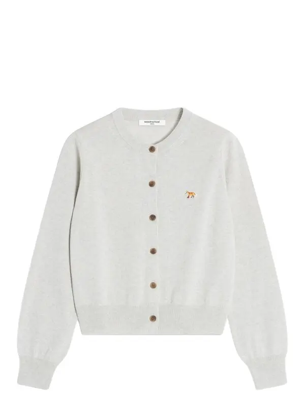 Maison Kitsuné Baby Fox Patch Cardigan - Light Gray Mixed Colors