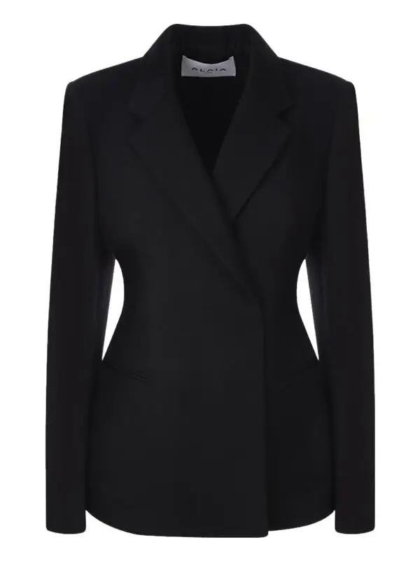 Alaïa Double-breasted Fitted Waist Blazer - Black