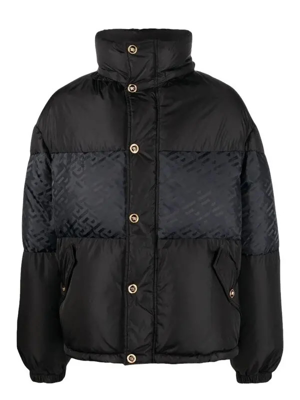 Versace Logo Padded Long Sleeve Jacket - Black