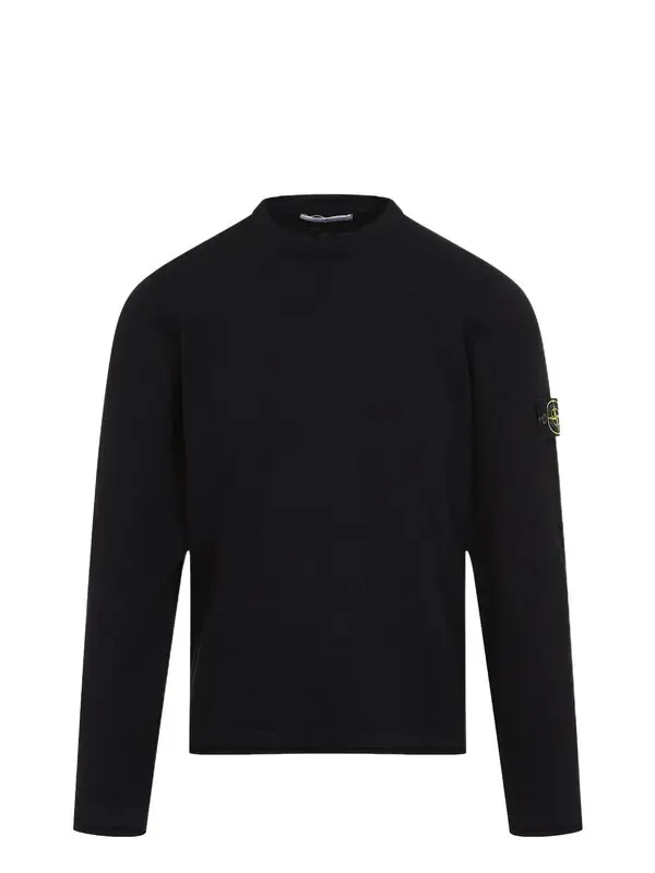 Stone Island Logo Patch Crewneck Sweatshirt - Black