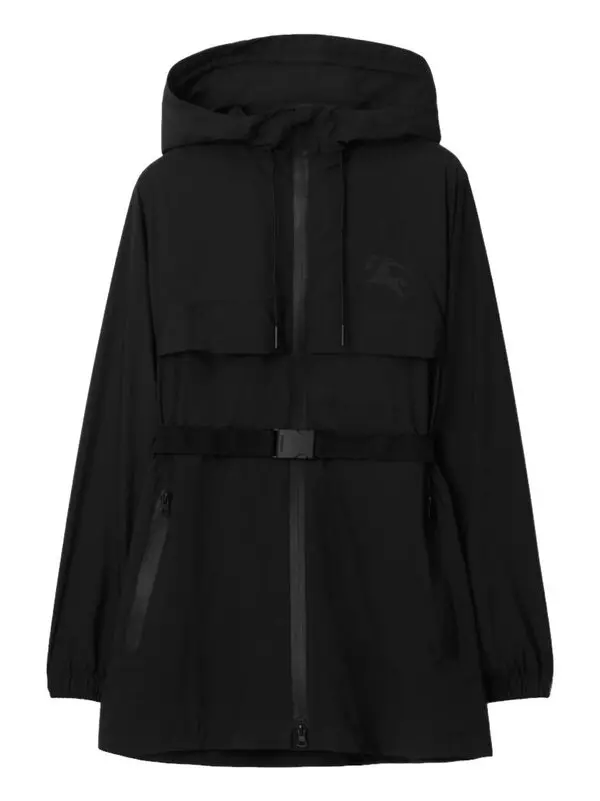 Burberry Embroidered Logo Belted Parka - Black