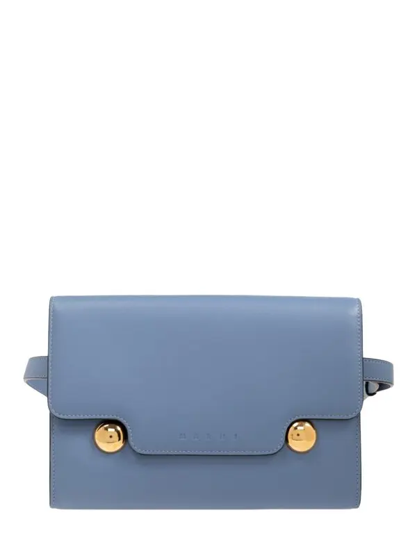 Marni Belt Bag With Foldover Top And Gold Tone Details - Blue