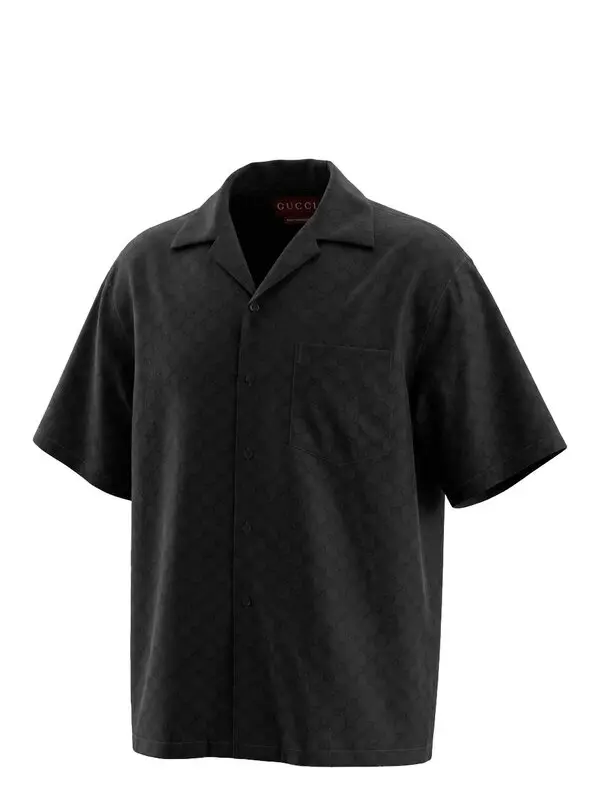 Gucci Gg Faille Collared Short-sleeve Shirt - Black