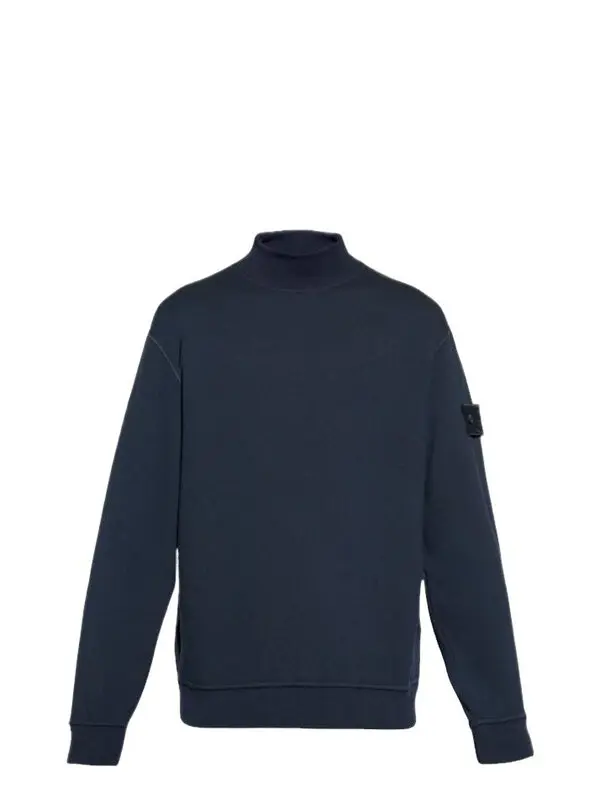 Stone Island High Neck Sweatshirt With Embroidered Logo - Blue
