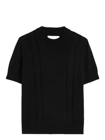JIL SANDER Cotton Pointelle Knit T-shirt - Black