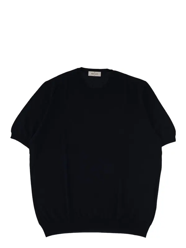 GRAN SASSO Short Sleeve Crew Neck Sweater - Black