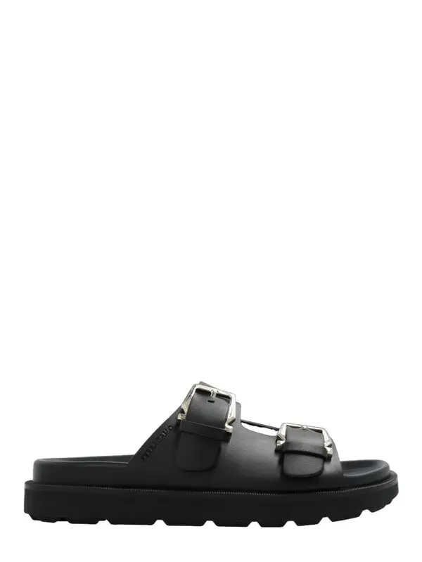 FERRAGAMO Logo Buckled Slides - Black