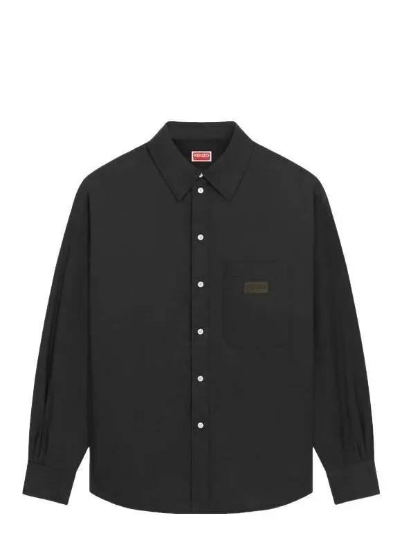 Kenzo Logo Patch Buttoned Padded Shirt - Black