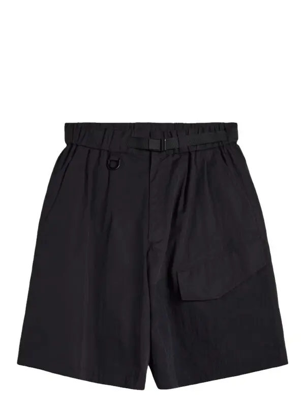 Y3 Wide Leg Shorts With Mesh Inserts And Flap Pocket - Black