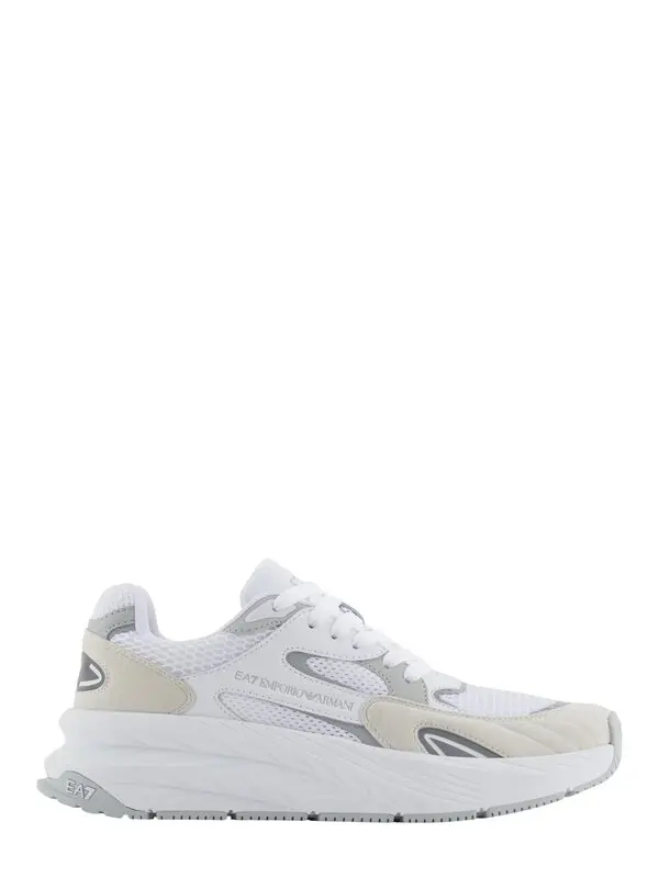 EA7 Lace Up Sneakers - Cream White/gray