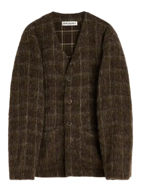 Our Legacy Check-pattern V-neck Cardigan - Black