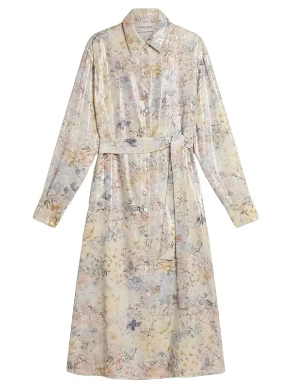 GOLDEN GOOSE Multicolor Sequined Floral Shirt Dress - Multi-color