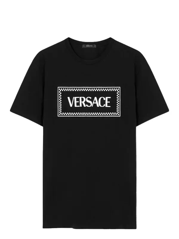 Versace Logo Printed Crewneck T-shirt - Black