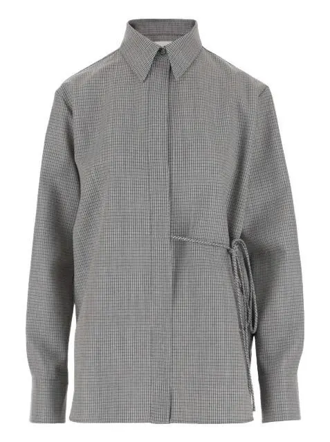 JIL SANDER Long-sleeved Checked Shirt - Gray