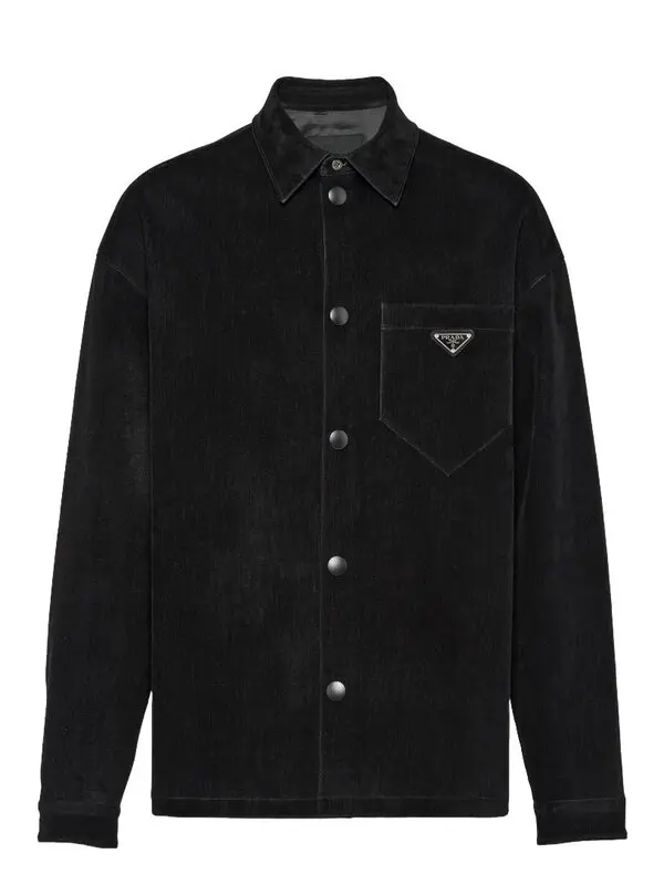 Prada Logo Plaque Button-up Shirt - Black