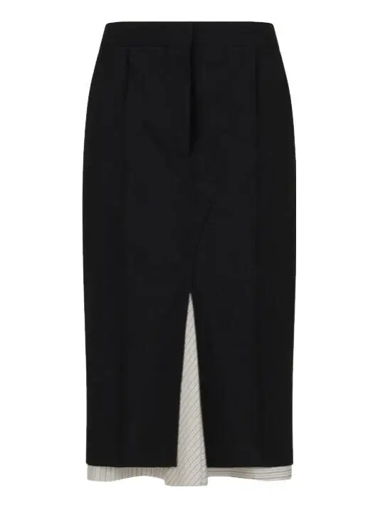 Marni Tropical Wool Midi Skirt - Black