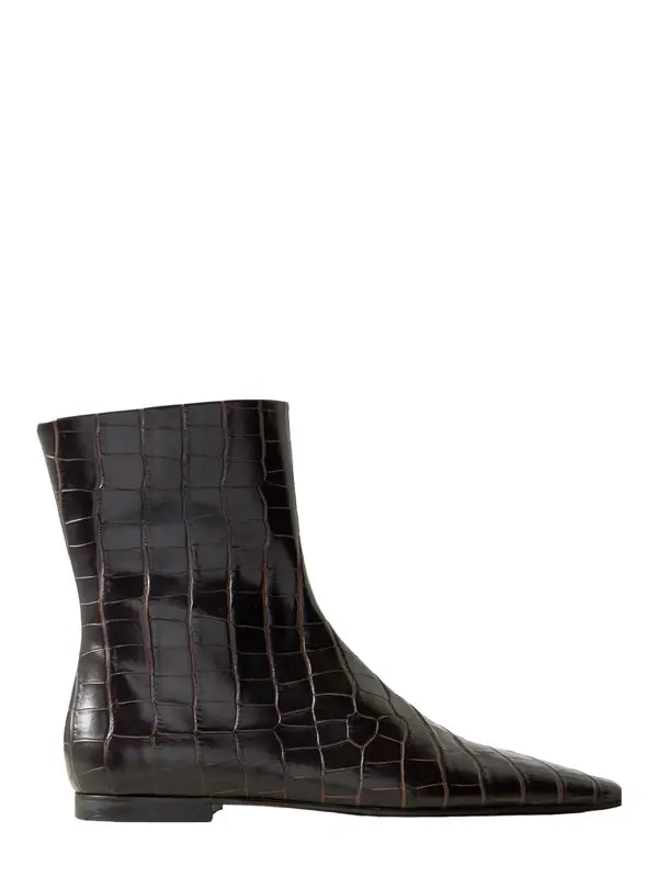 TOTEME Square-toe Ankle Boots - Dark Brown