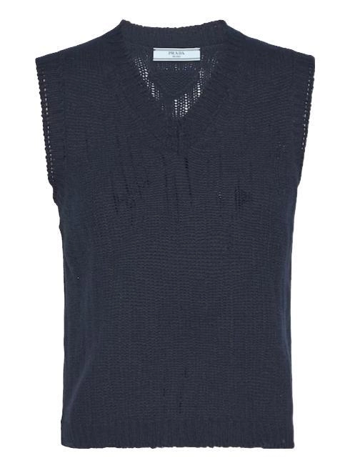 Prada V-neck Knitted Vest - Blue