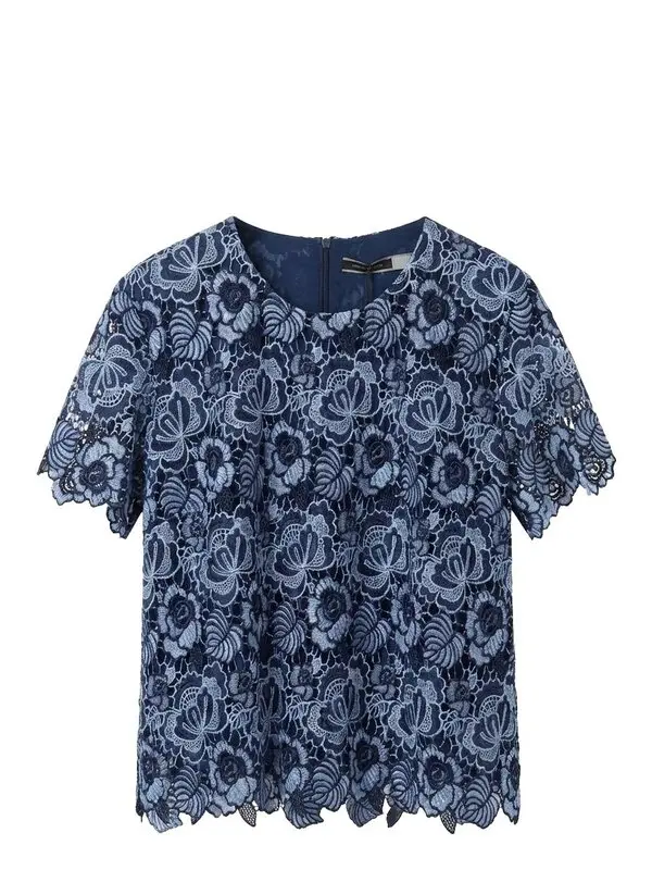 Sportmax Short-sleeved Lace Top - Black