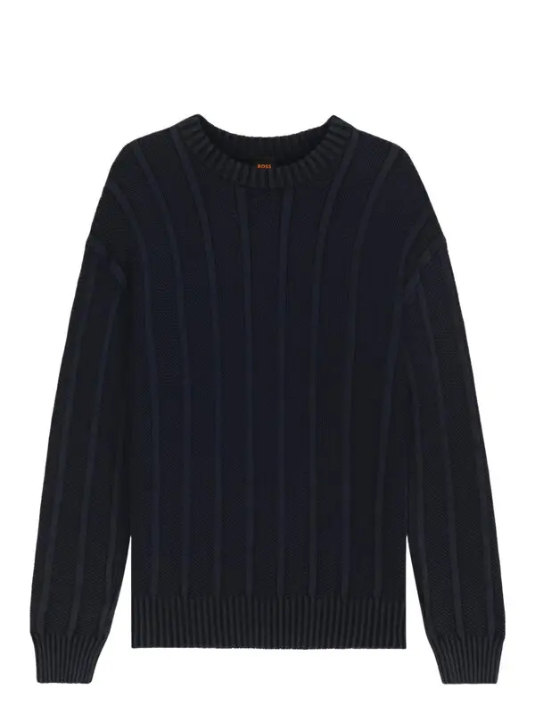 Hugo Boss Ribbed Crew Neck Sweater - Black