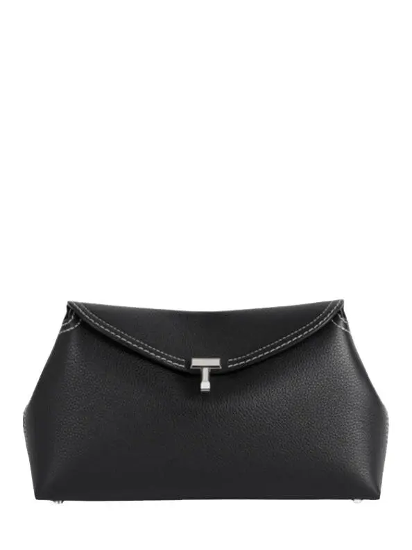 TOTEME Logo Plaque Foldover Top Handle Bag - Black