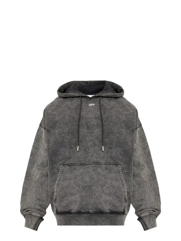 Off-White Logo Printed Drawstring Hoodie - Black