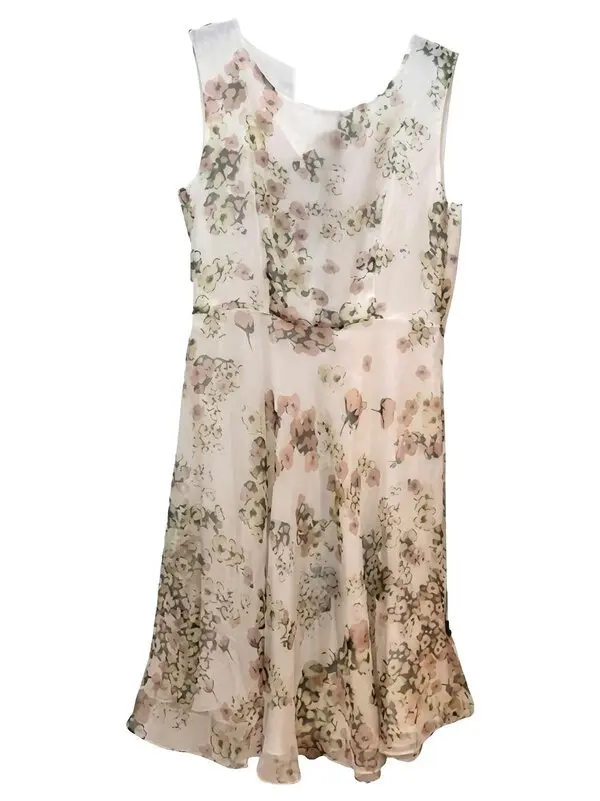 Max Mara Sleeveless Floral Print Dress - Nude