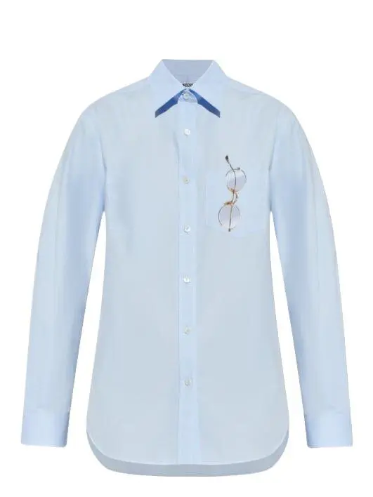 Moschino Long Sleeve Shirt With Eyeglasses Print - Blue