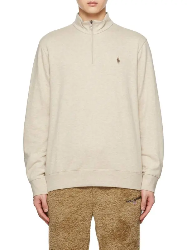 Polo Ralph Lauren Quarter Zip Embroidered Jumper - Nude