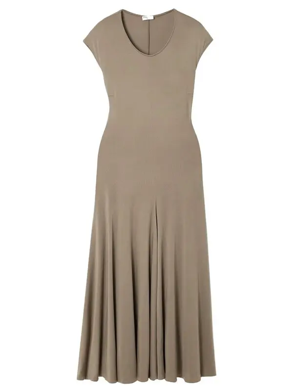 Magda Butrym Round Neck Pleated Midi Dress - Nude