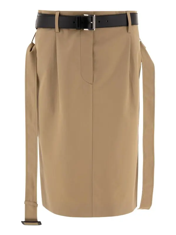 Prada Belted Pleated Mini Skirt - Rope Ash