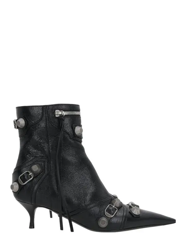 Balenciaga Cagole Pointed Toe Ankle Boots - Black