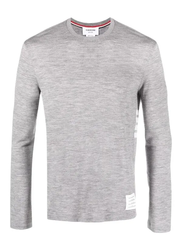 Thom Browne Logo Patch Crewneck Jumper - Light Gray