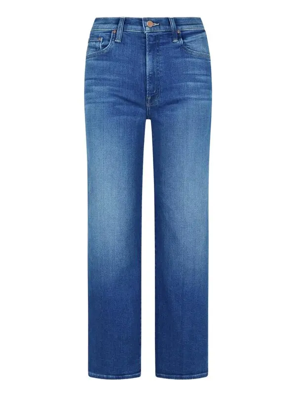 MOTHER High Waist Straight Leg Jeans - Lightblue