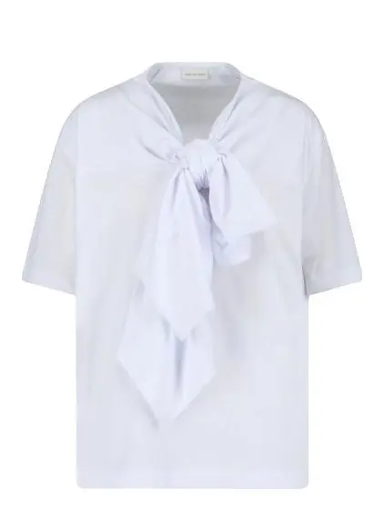 Dries Van Noten Hebitta T-shirt With Front Knot Detail - White