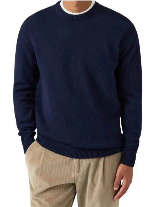 MC2 SAINT BARTH Long-sleeved Knitwear With Round Neck And Ribbed Details - Nightblue