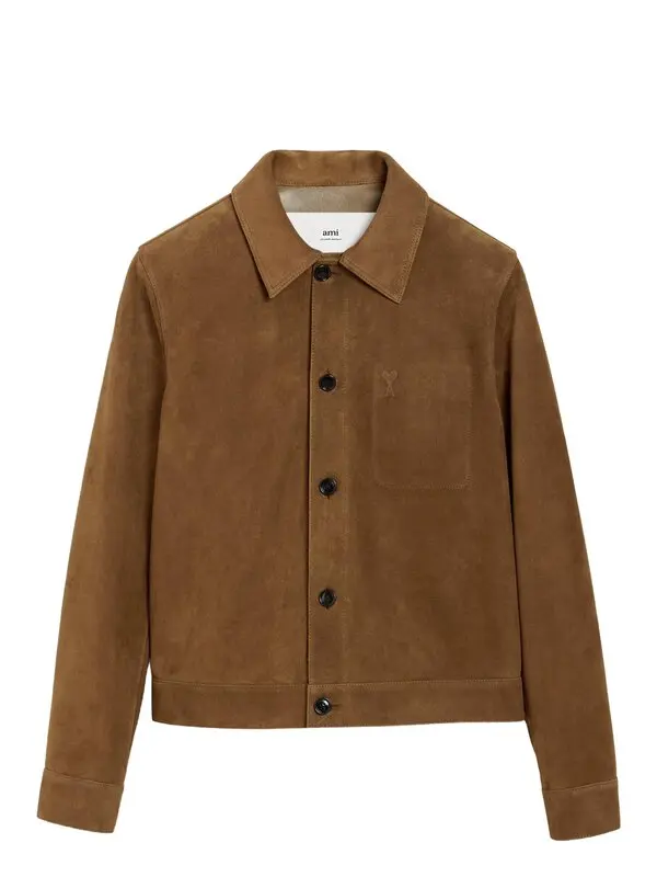 Ami Suede Button-up Jacket - Hazelnut Color