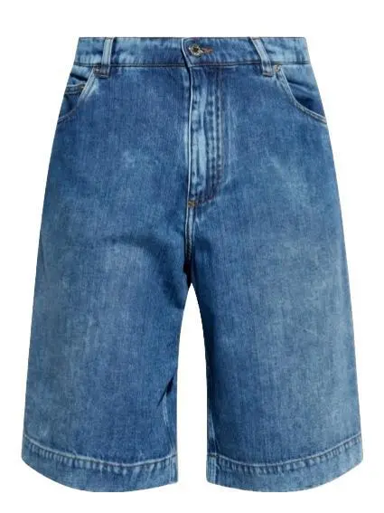 Dolce & Gabbana Embroidered Logo Denim Shorts - Blue