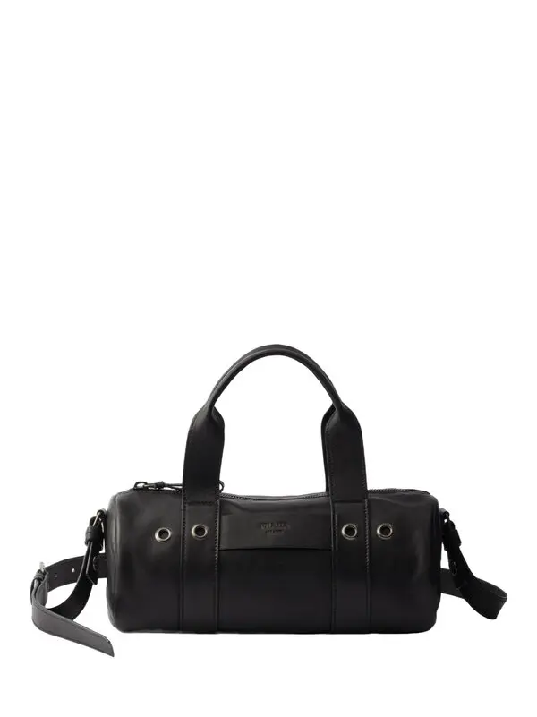 Prada Route Large Leather Top-handle Bag - Black